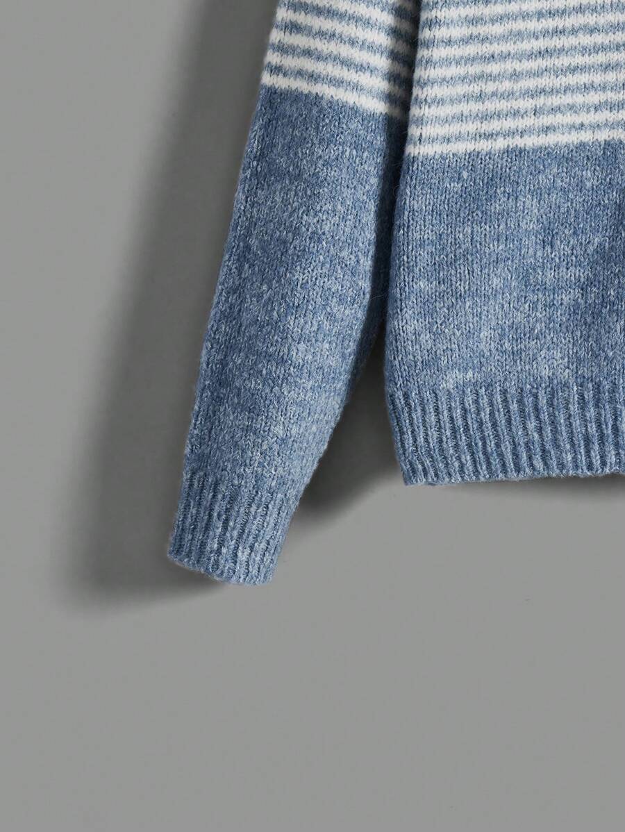 SHEIN Tween Girl Casual Round Neck Color Block Sweater With Long ...