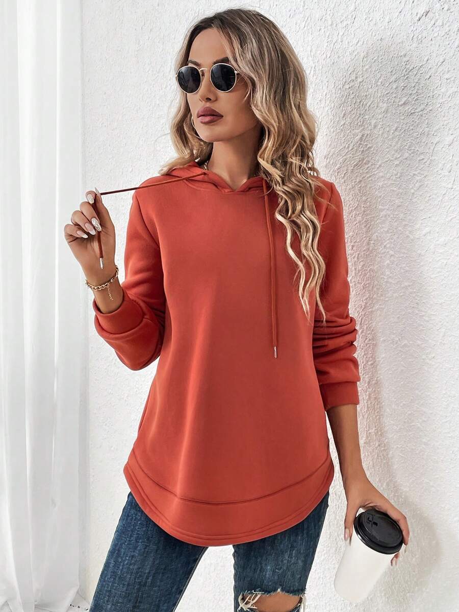 SHEIN LUNE Solid Drawstring Hoodie | SHEIN USA