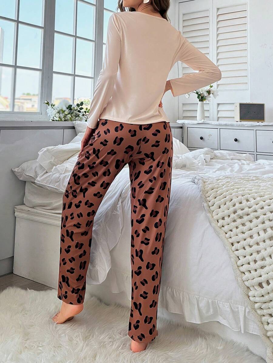 Women's Leopard Print Butterfly Patterned Pajama Set | SHEIN USA