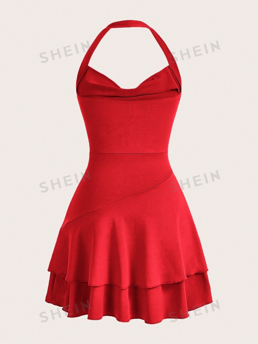 SHEIN MOD Swing Knitted Sleeveless Halter Neck Double Layer Slim Fit ...