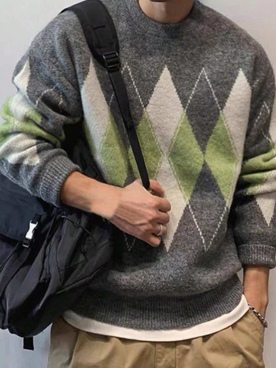 Manfinity Hypemode Men Argyle Pattern Sweater | SHEIN UK