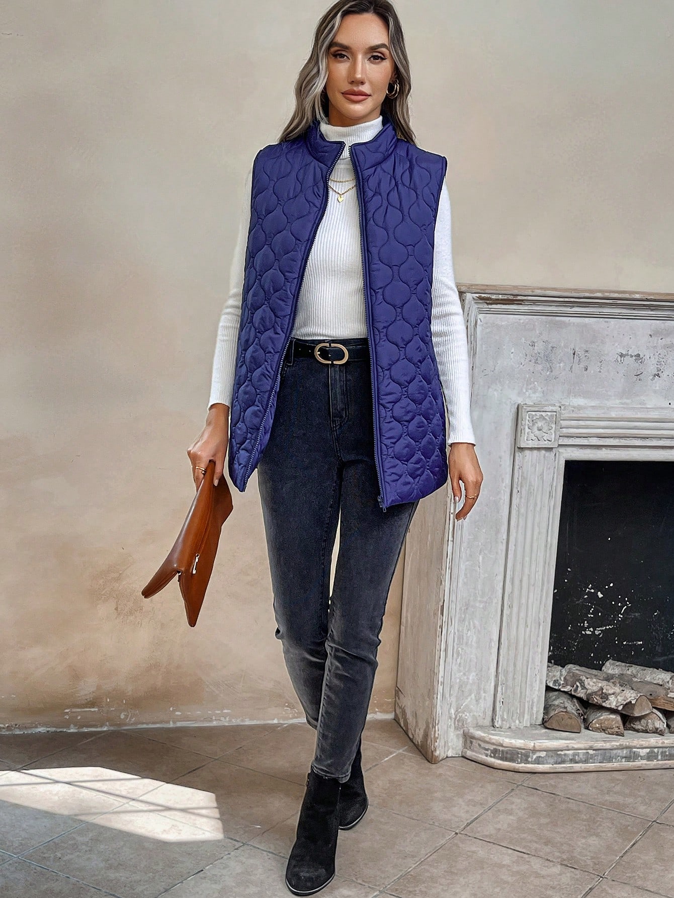 EMERY ROSE Chaleco Acolchado Sin Mangas Para Mujer Con Cremallera | Moda de Mujer | SHEIN México