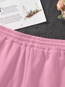 SHEIN EZwear Women's Drawstring Waist Letter Print Shorts | SHEIN USA