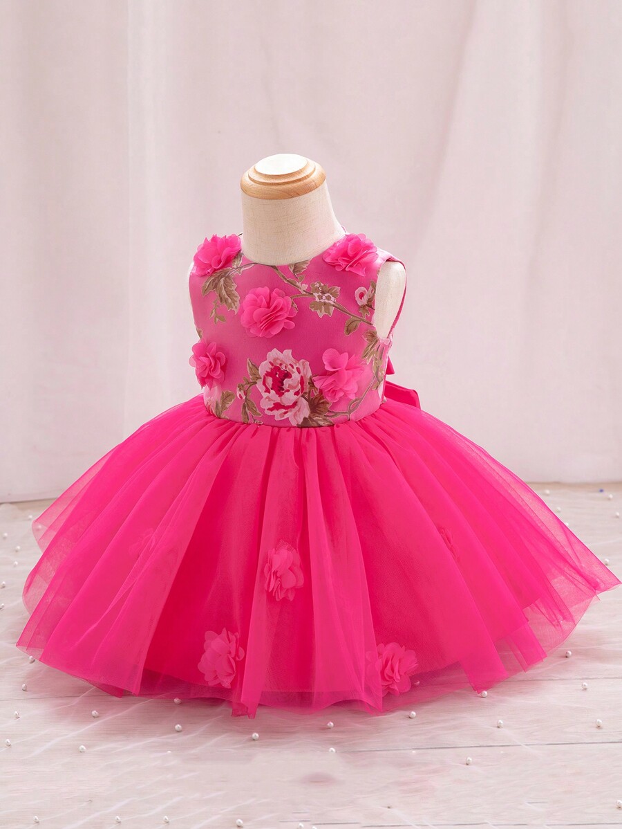 Infant Baby Girls' Flora Embroidered Tulle Pleated Dress Formal Wear ...