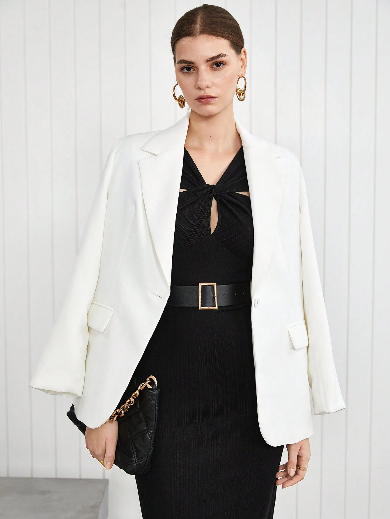 SHEIN BIZwear Vestido Ajustado Con Cinturón Retorcido Y Diseño A La ...