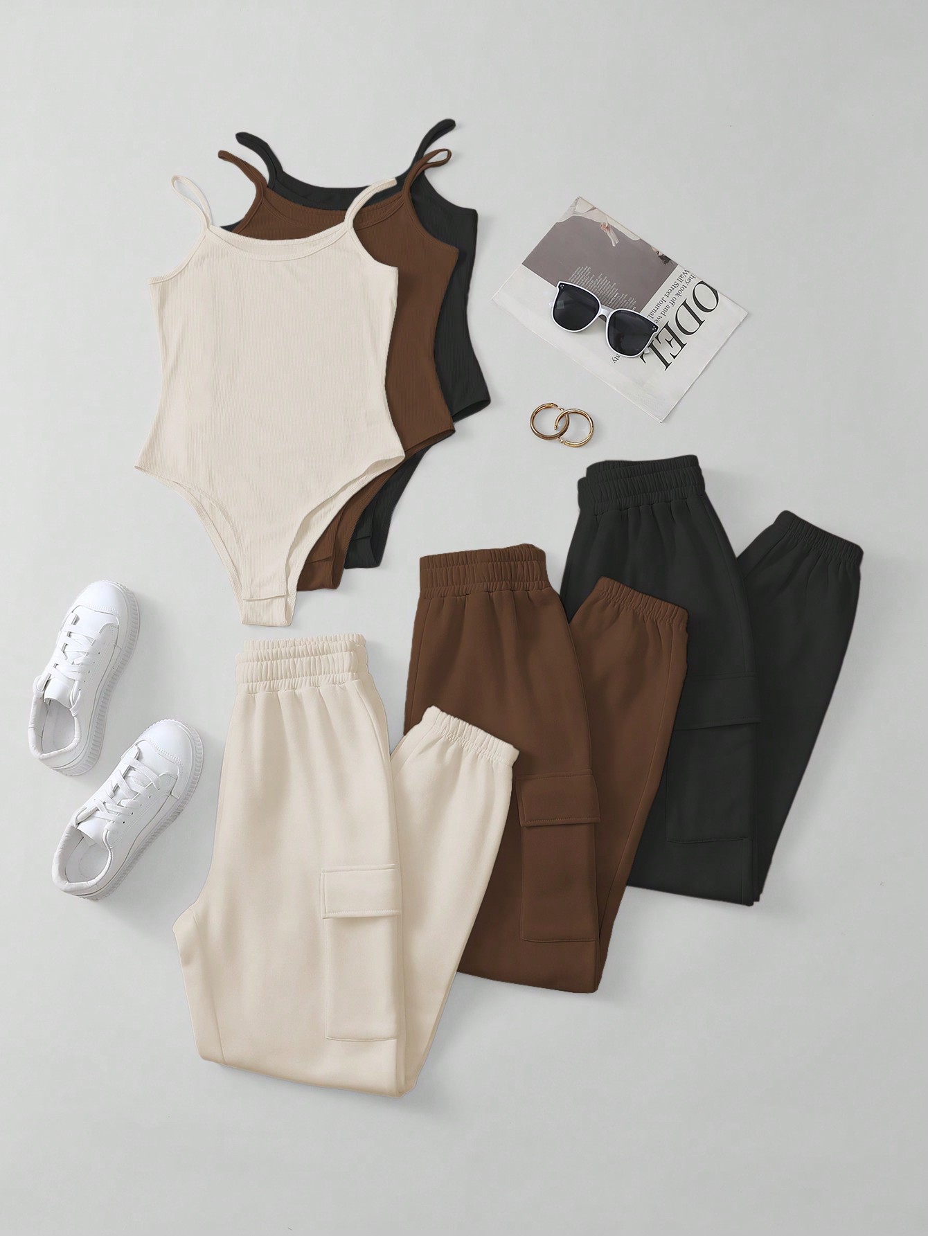 Conjunto De 3 Piezas Para Mujer De Body De Tirantes Y Pantalones De ...