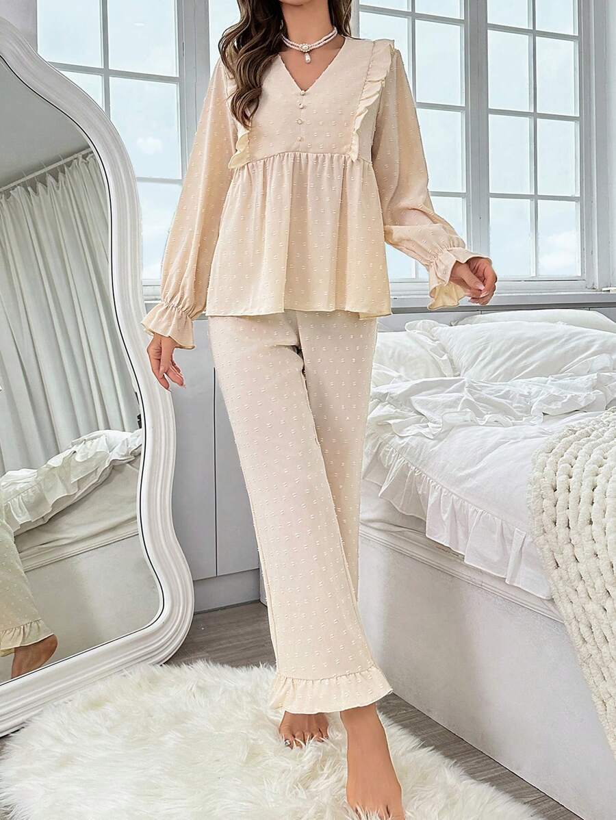 Ruffle Hem Pyjama Set | SHEIN USA