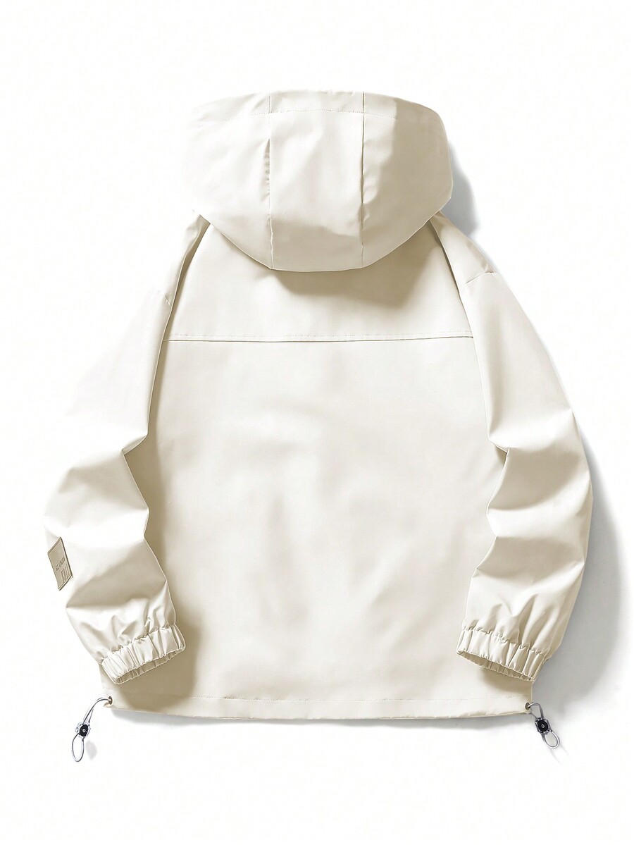 Men Letter Graphic Flap Pocket Drawstring Hooded Jacket | SHEIN USA