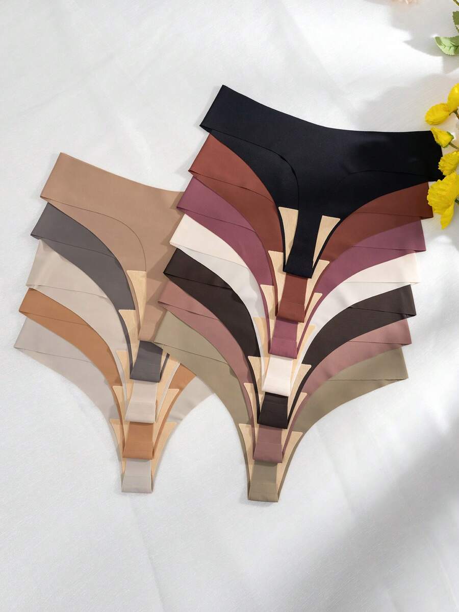 Women's Seamless Solid Color Sexy Thongs, 12pcs/Pack | SHEIN USA