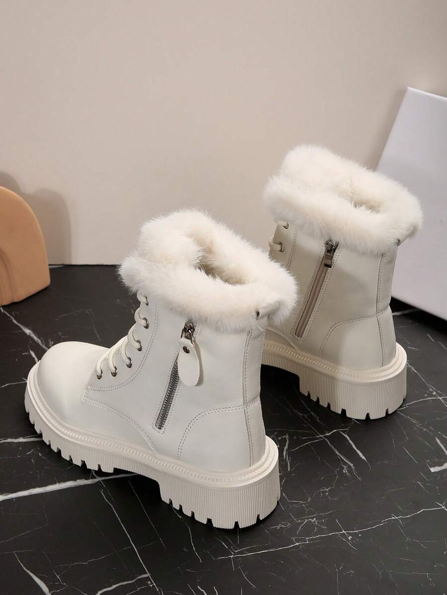 Women's Warm Winter Outdoor Ankle Boots With Plush Lining, Pure Color ...