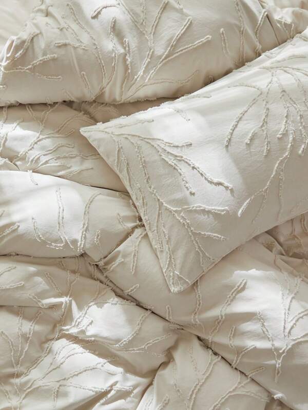 3pcs Beige Cutout Branch Pattern Bedding Set | SHEIN USA