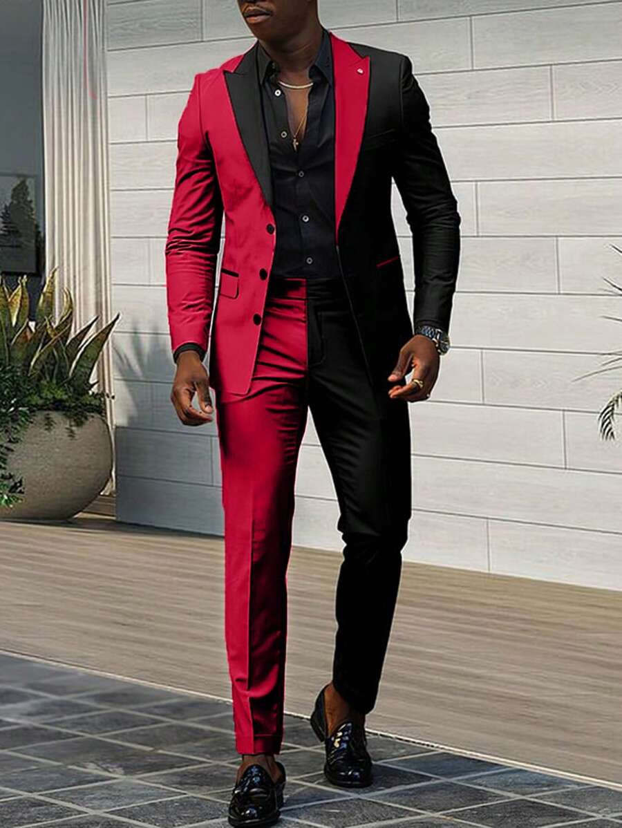 Manfinity Homme Men's Color Block Suit Set | SHEIN USA
