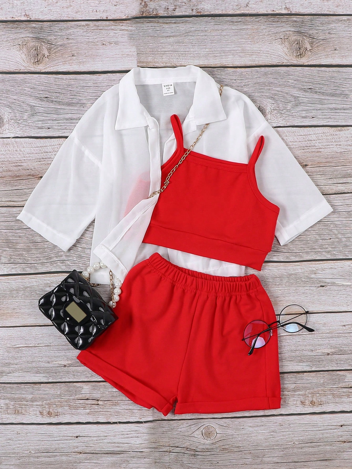 SHEIN Kids FANZEY Little Girls' Solid Color Fashionable 2pcs Outfit ...