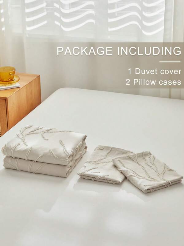 3pcs Beige Cutout Branch Pattern Bedding Set | SHEIN USA