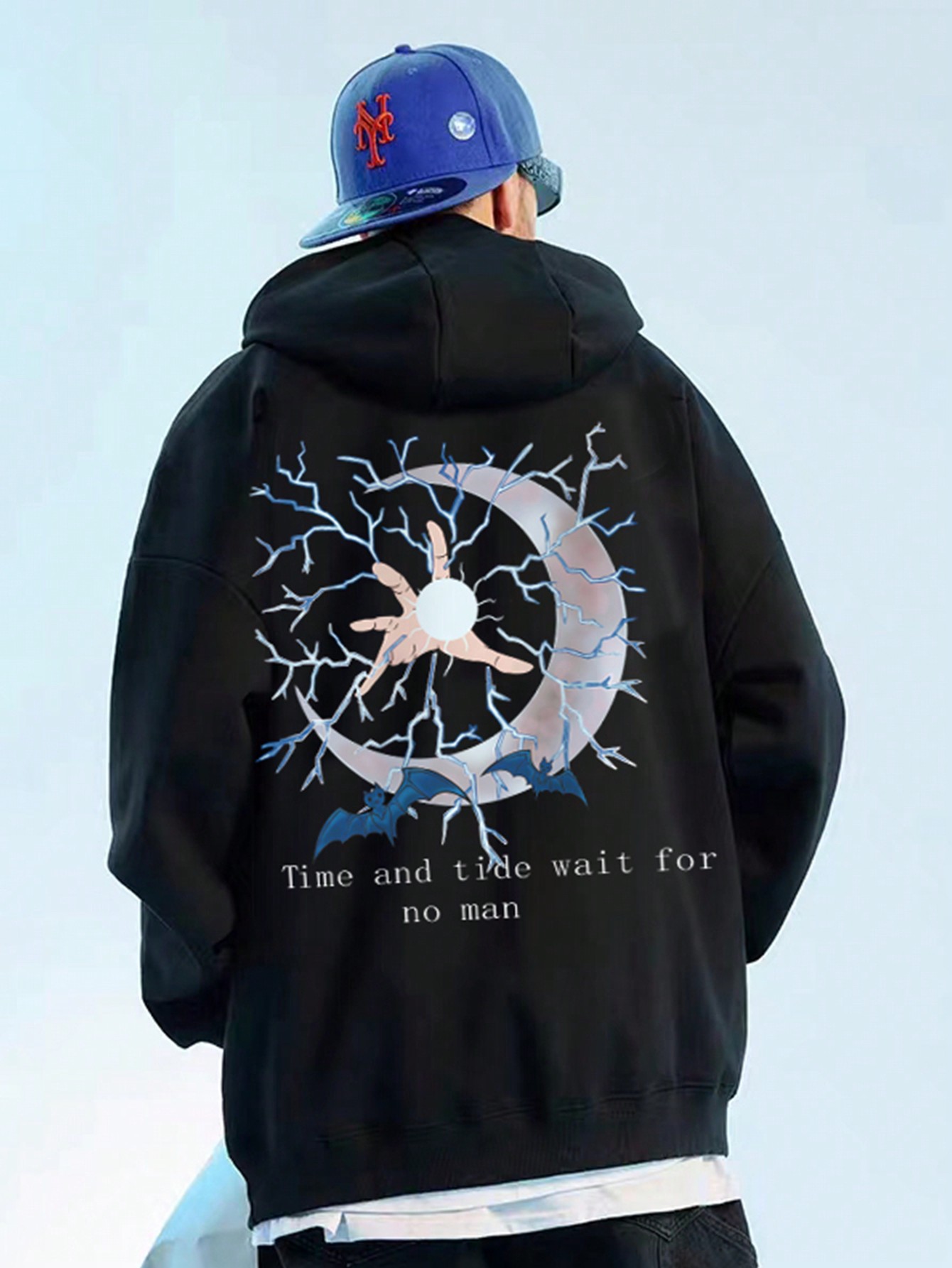 Manfinity Hypemode Loose Fit Men's Hooded Sweatshirt With Slogan And Moon Graphics | SHEIN USA
