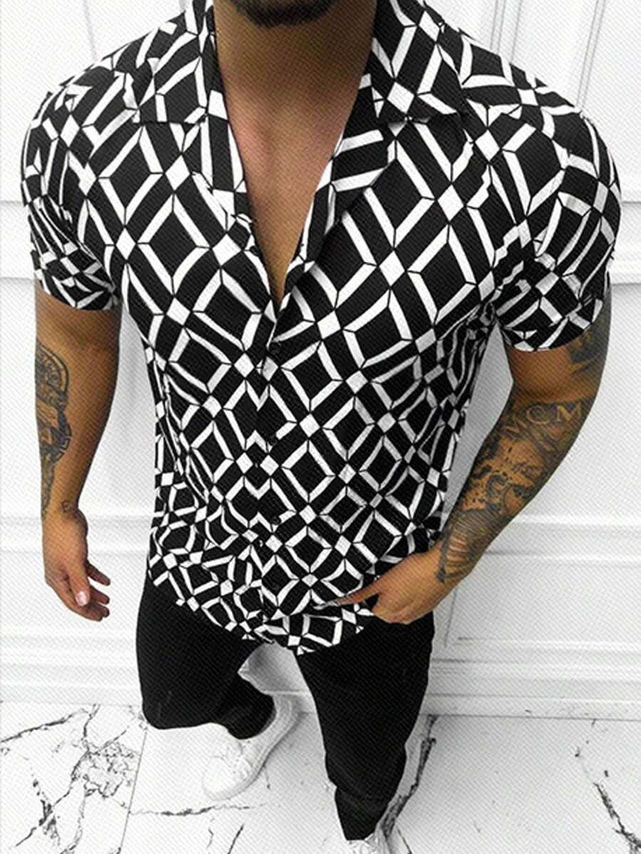 Manfinity LEGND Men's Single-breasted Black And White Short Sleeve ...