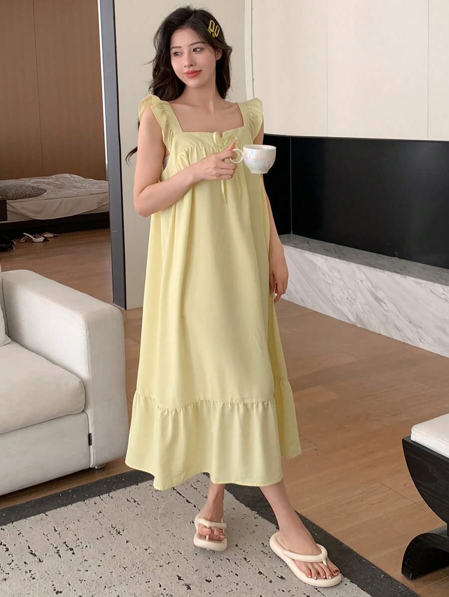 DAZY Women's Sleep Dress With Ruffle Hem And Mushroom Edging | SHEIN USA