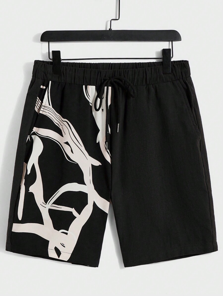 Manfinity Hypemode Men's Printed Woven Shirt And Shorts Set | SHEIN UK