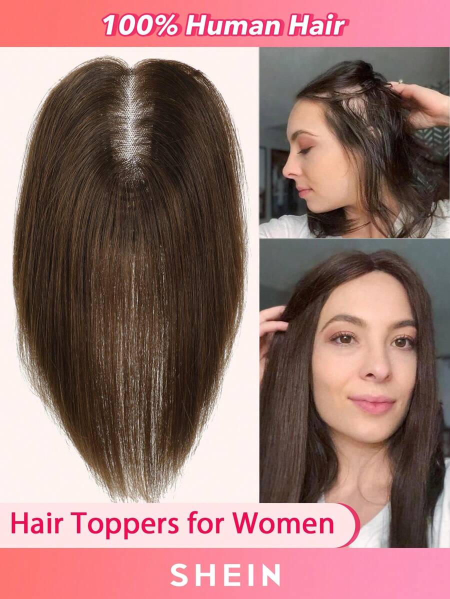 Straight Hair Toppers For Women Real Human Hair Upgraded Lace Base No ...