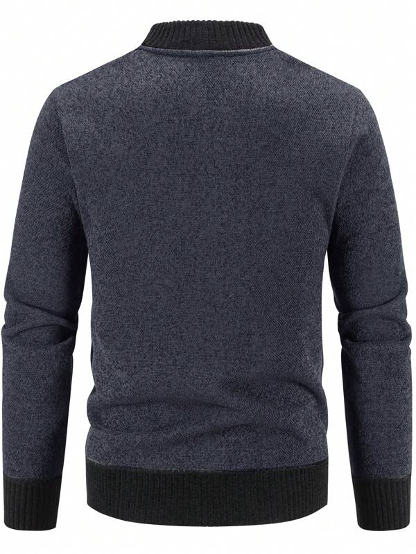 Manfinity Homme Men's Fleece Lined Cardigan Sweater | SHEIN USA