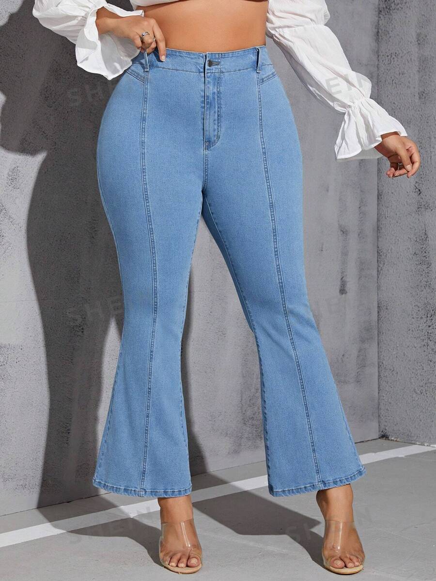 SHEIN X Sanya Plus Size Flared Jeans | SHEIN USA