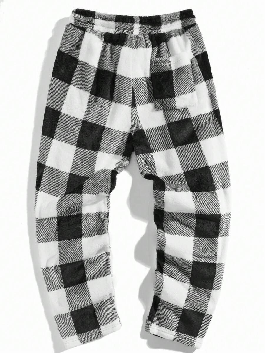 Manfinity ModaGents Men's Plaid Knitted Straight Leg Joggers Long ...