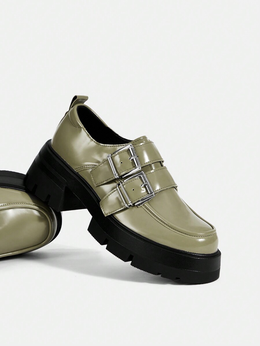 SHEIN MOD Women's Platform Loafers With Wedge Heels In Green, Mary ...