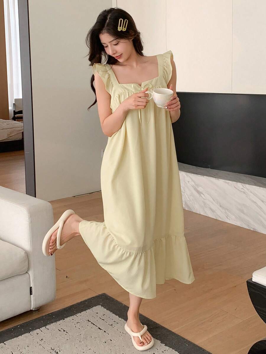 DAZY Women's Sleep Dress With Ruffle Hem And Mushroom Edging | SHEIN USA