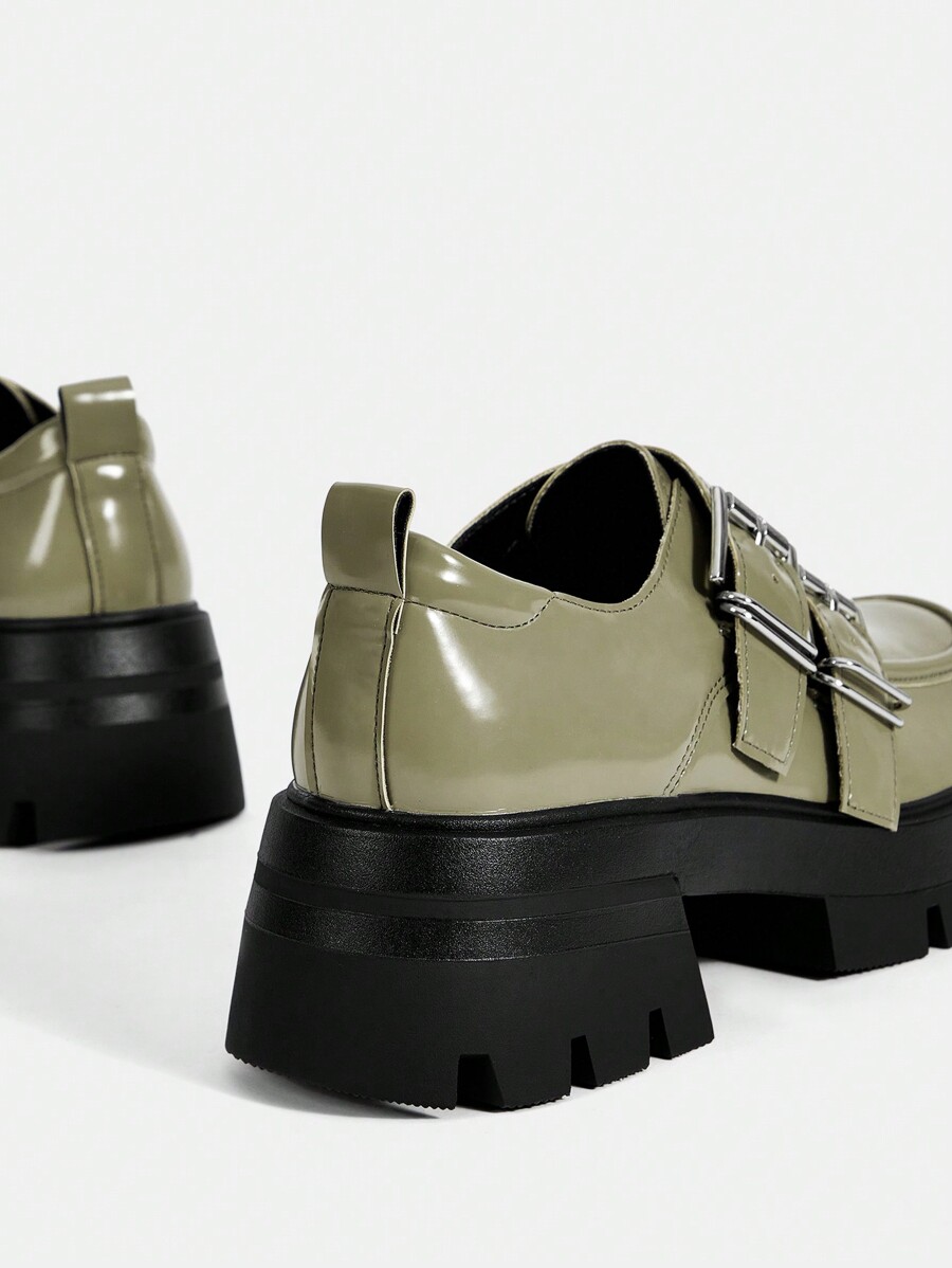 SHEIN MOD Women's Platform Loafers With Wedge Heels In Green, Mary ...