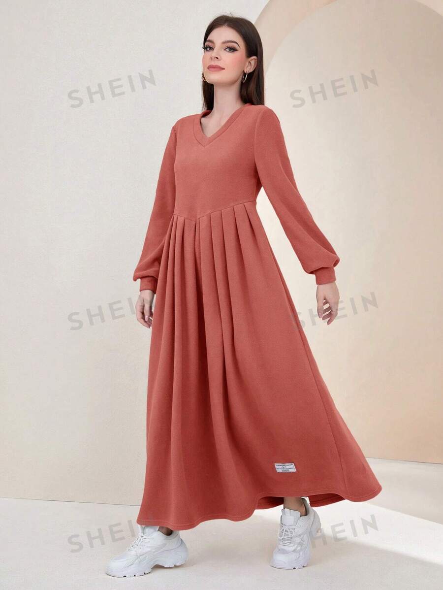 SHEIN Mulvari Vestido modesto con mangas farol y corte evasé estilo árabe para mujer | Moda de ...