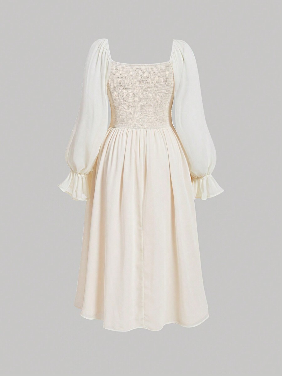 SHEIN MOD Plus Size Women's Ruched Chest Ruffle Sleeve Dress | SHEIN USA