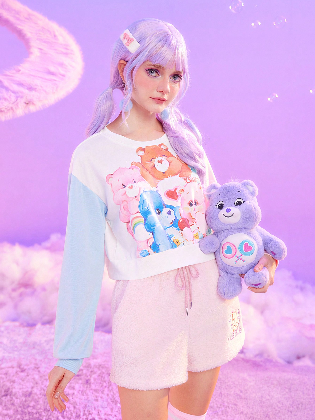 ROMWE X Care Bears Cute Cartoon Bear Pattern Color Block Sweatshirt ...