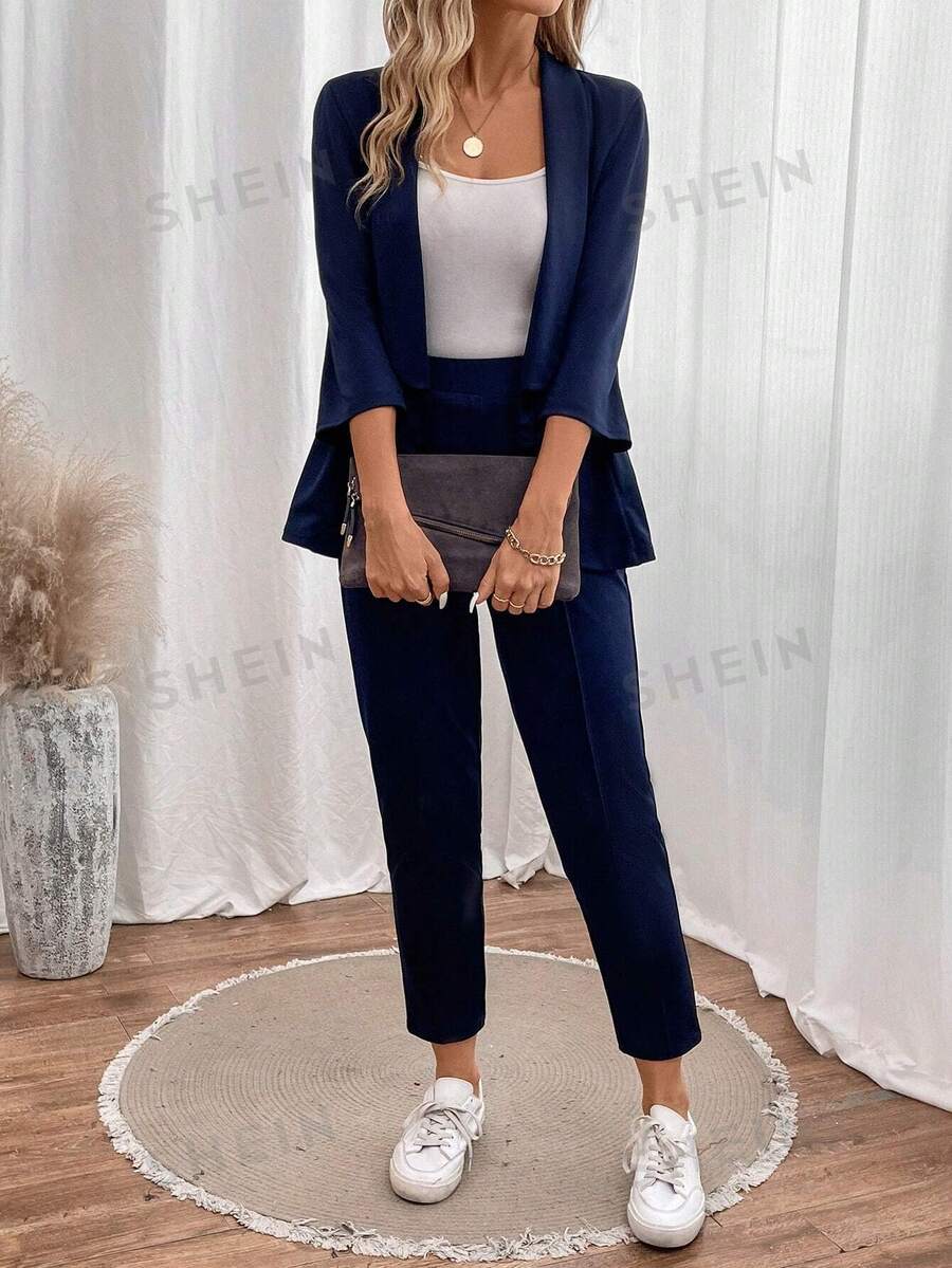 SHEIN LUNE Women's Single Button Blazer And Pants Suit | SHEIN UK
