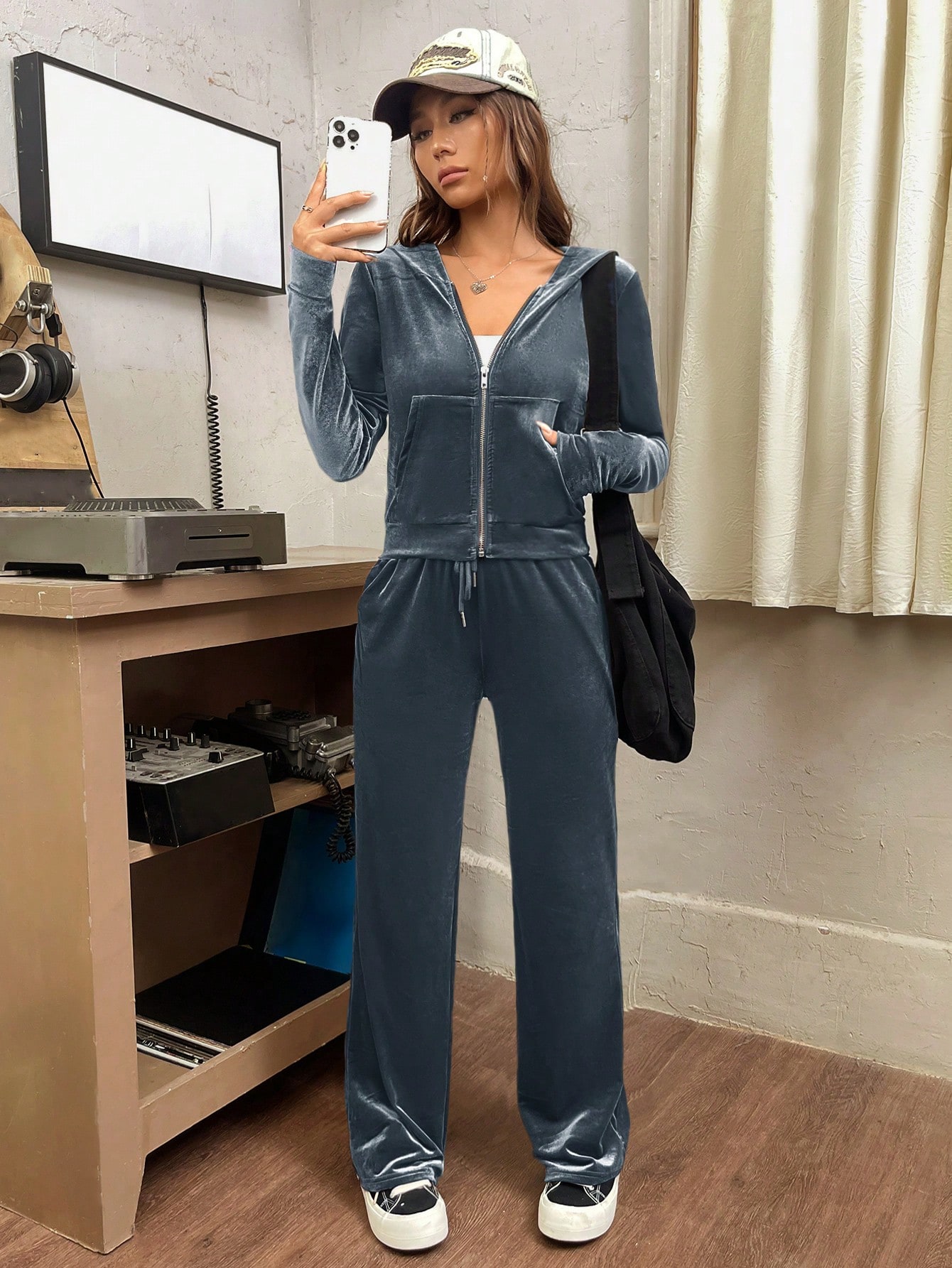 SHEIN EZwear Back Letter Embroidery Velvet Tracksuit for Sale Australia ...