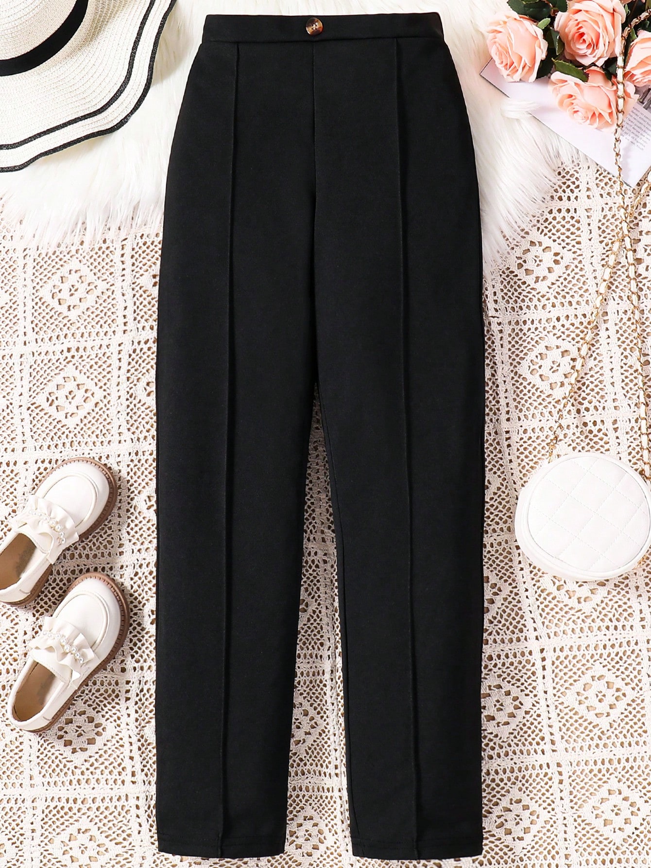 SHEIN Tween Girls' Elastic Waist Long Pants, Suitable For Daily Wear ...