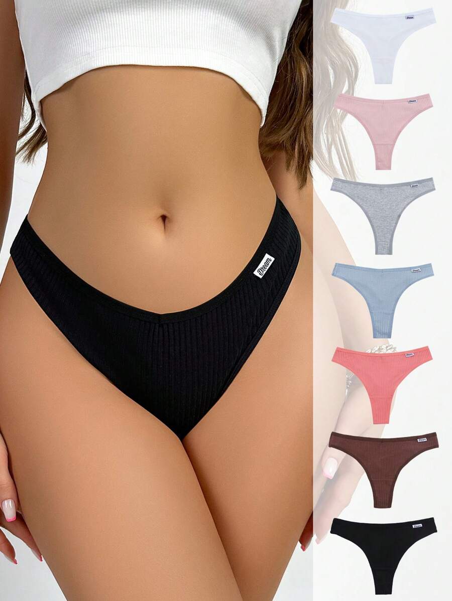 SHEIN 7packs Letter Patched Detail Sexy Thongs | SHEIN USA