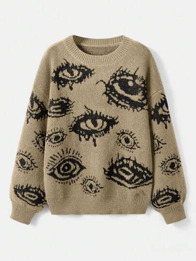 ROMWE Grunge Punk Sweater With Eye Pattern | SHEIN UK