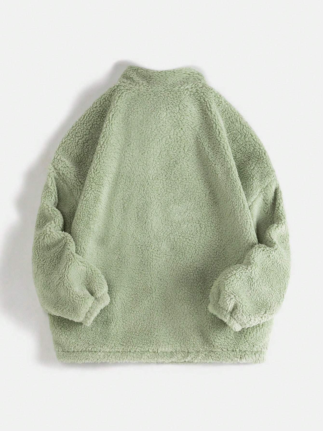 SHEIN Coolane Solid Colored Fleece Jacket With Badge Detail And Drop ...