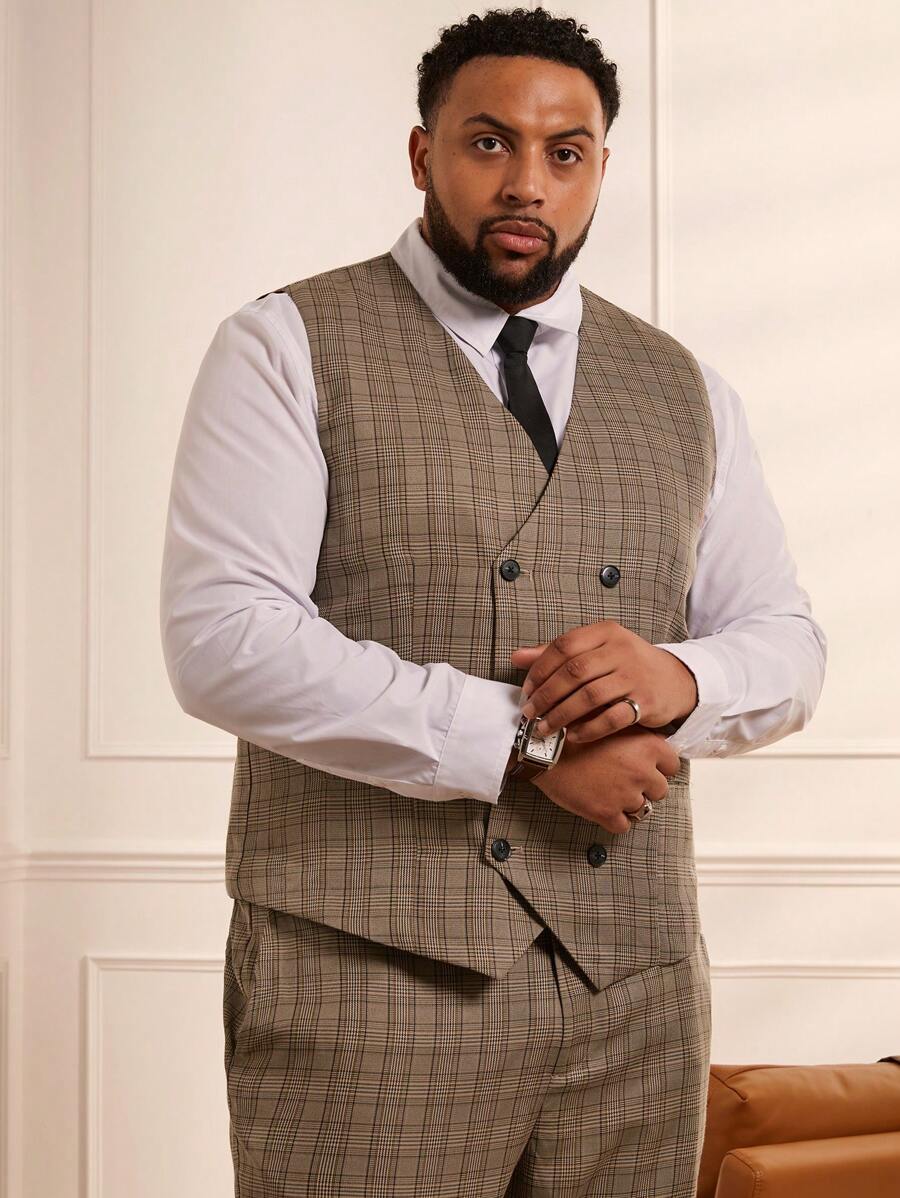 Manfinity Mode Men's Plus Size Checkered Suit Vest | SHEIN USA