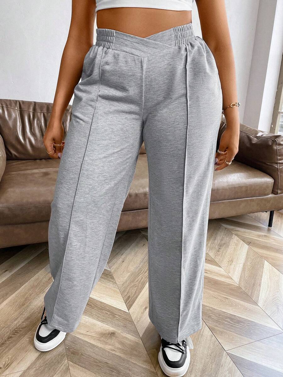 Women's Plus Size Elastic Waist Straight-leg Sweatpants | SHEIN USA