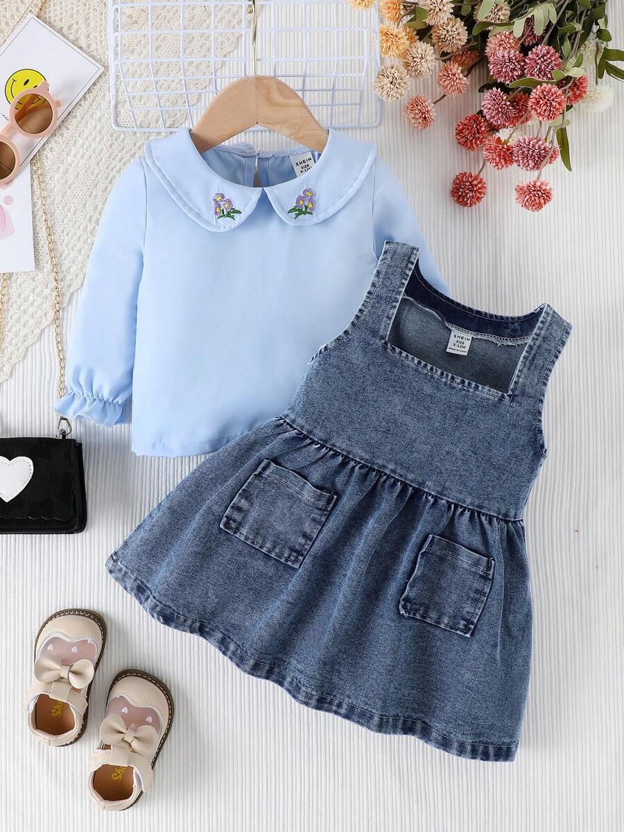 Roupa Casual De Outono E Inverno Para Meninas Com Camisa De Colarinho ...