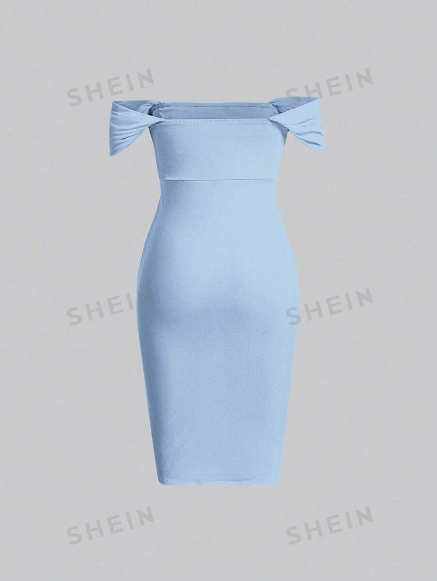 Shein Mod Womens Off Shoulder Ruffled Bodycon Elegant Dress Shein Uk