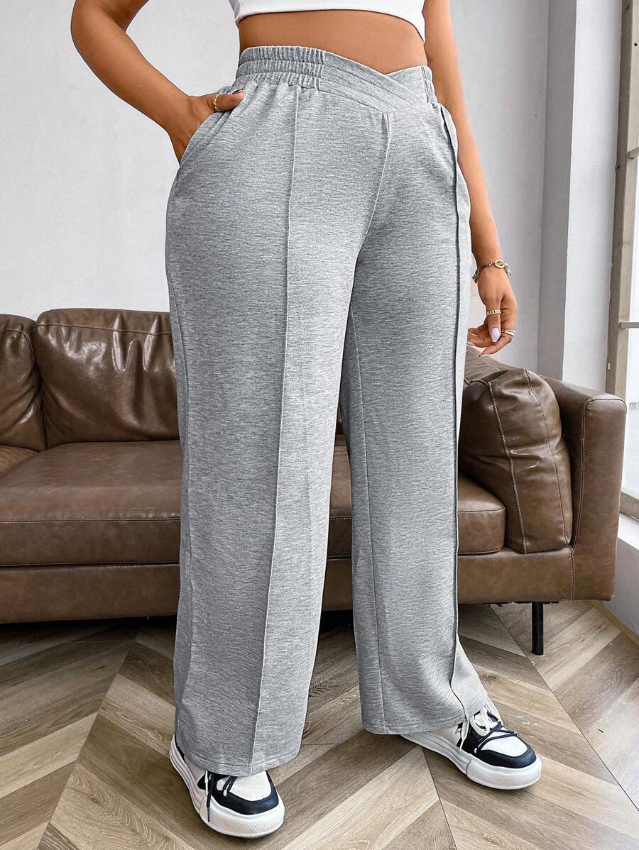 Women's Plus Size Elastic Waist Straight-leg Sweatpants | SHEIN USA