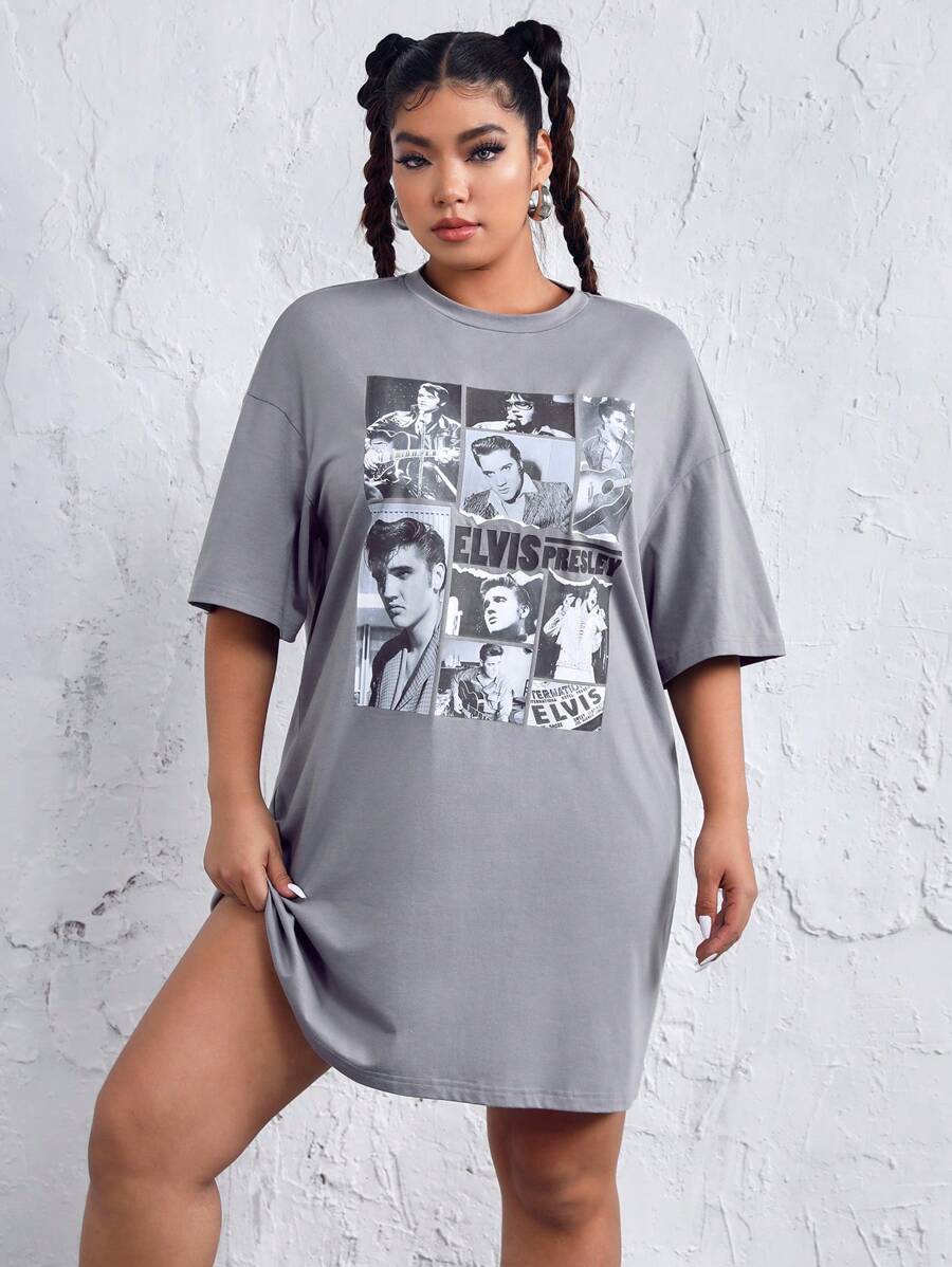 Elvis Presley X SHEIN Plus Character Printed Nightdress | SHEIN