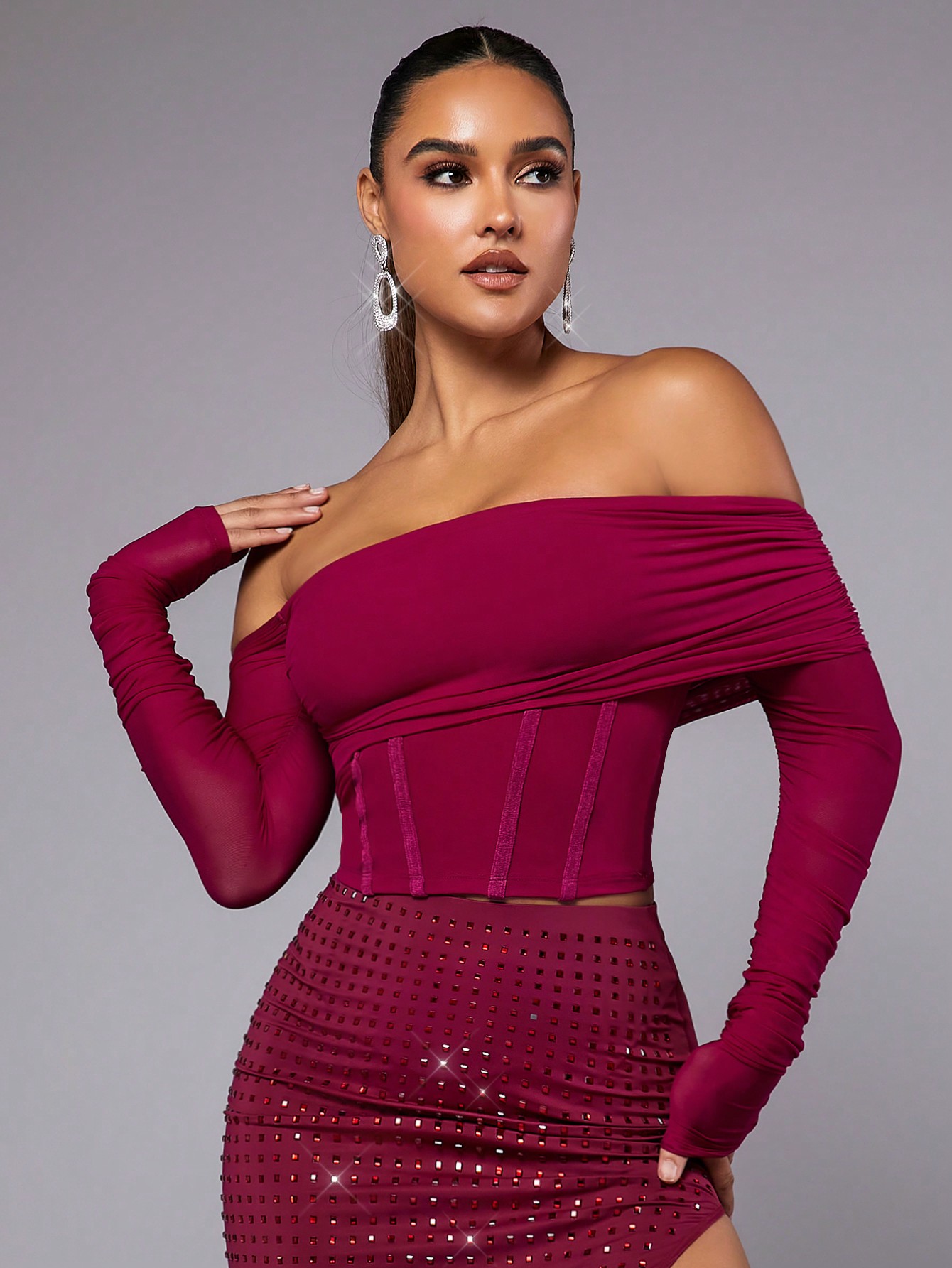 SHEIN BAE Valentine's Day And New Year'S Eve Off-The-Shoulder Sexy One ...