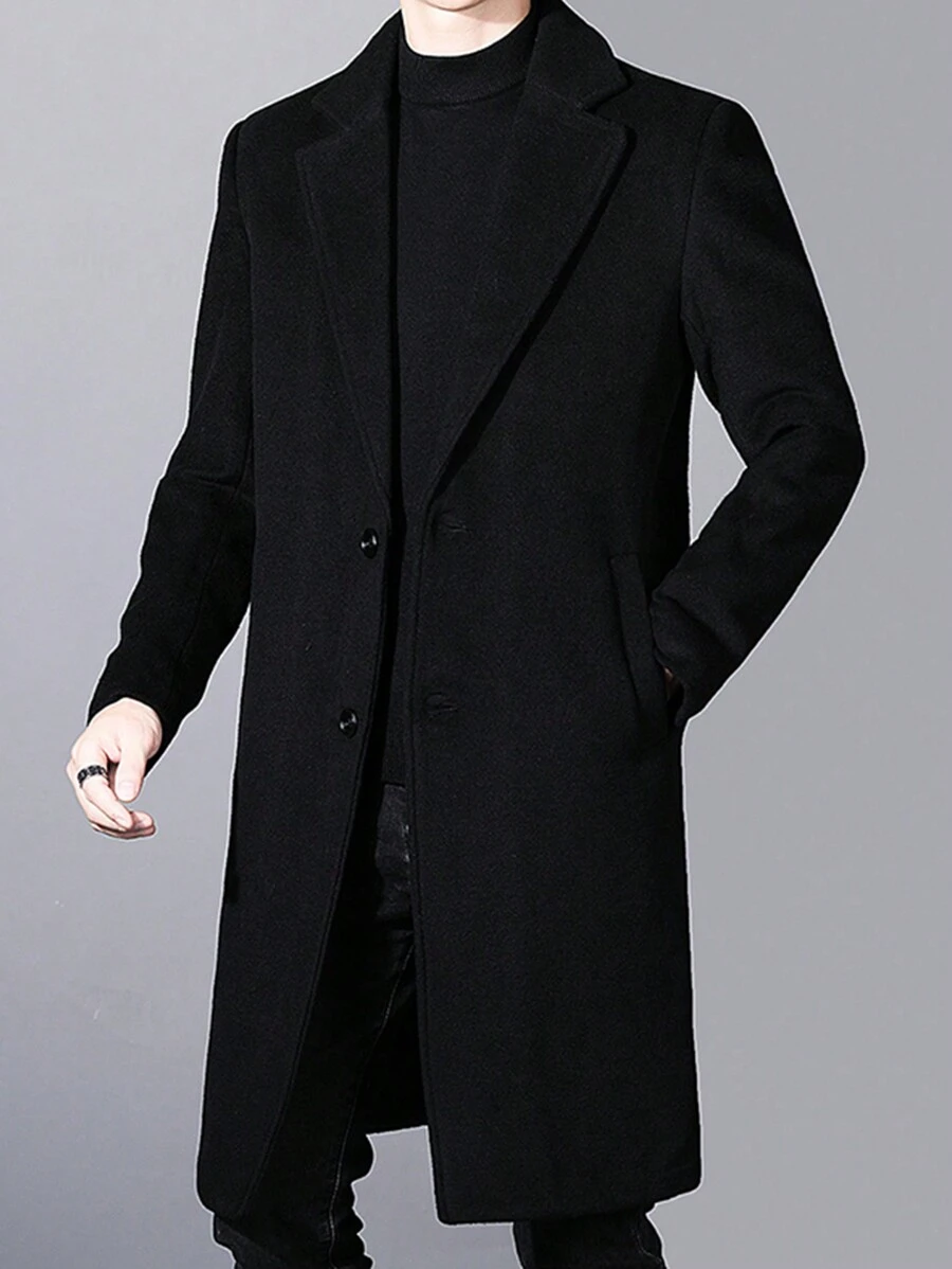 Men's Single-Breasted Notched Collar Coat | SHEIN USA