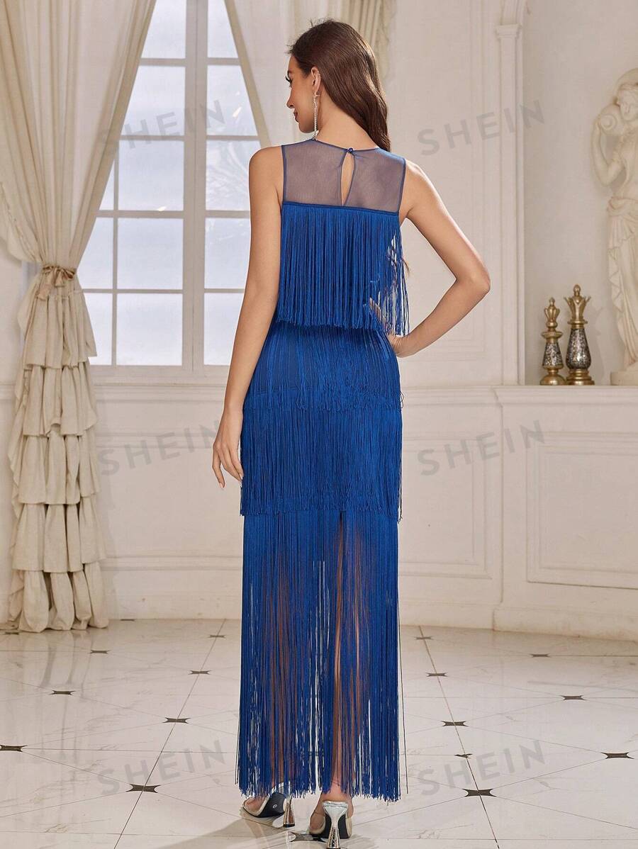 SHEIN Belle Women's Evening Dress With See-Through Patchwork, Latin ...