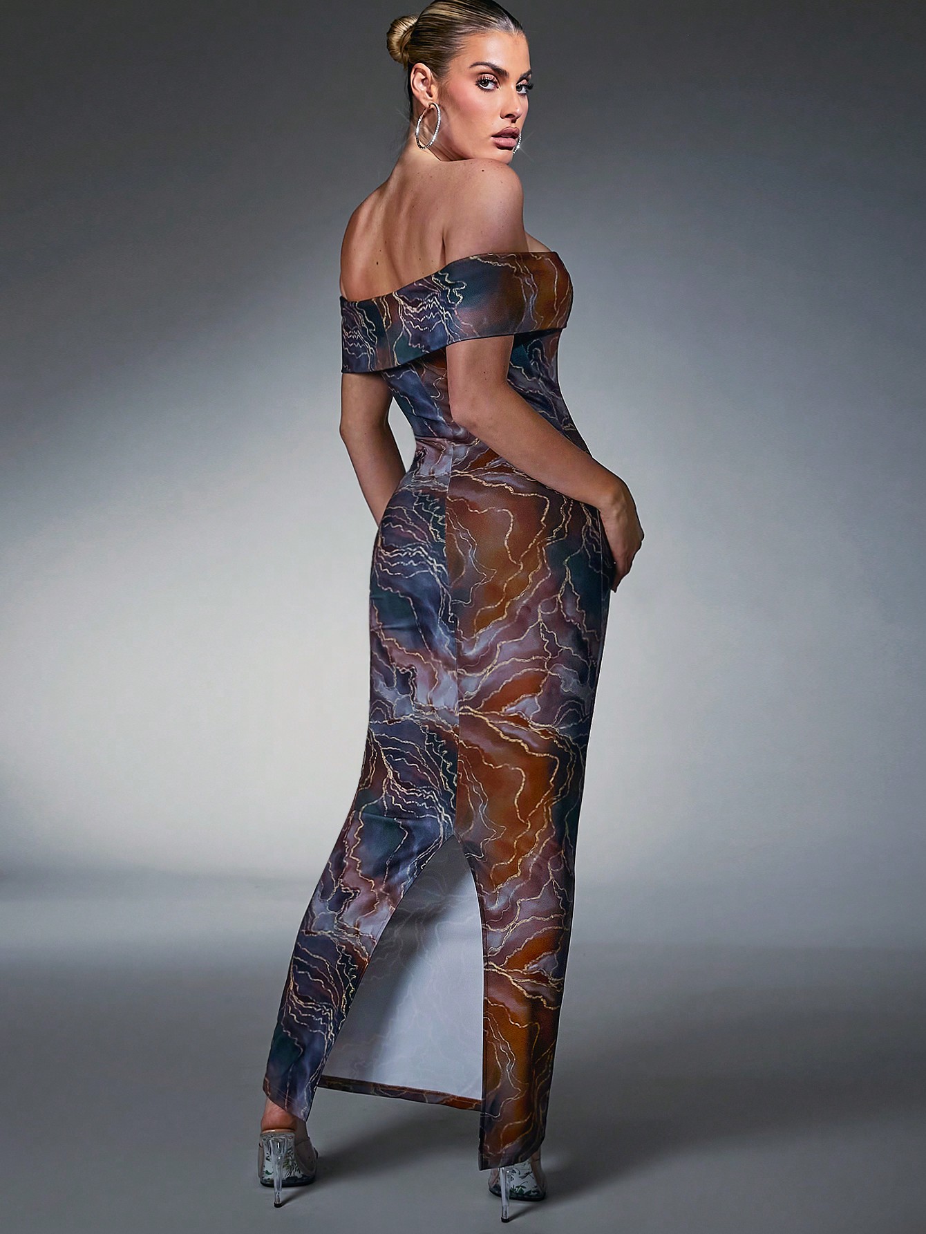 Sarah LA Off Shoulder Print Bodycon Dress | SHEIN USA