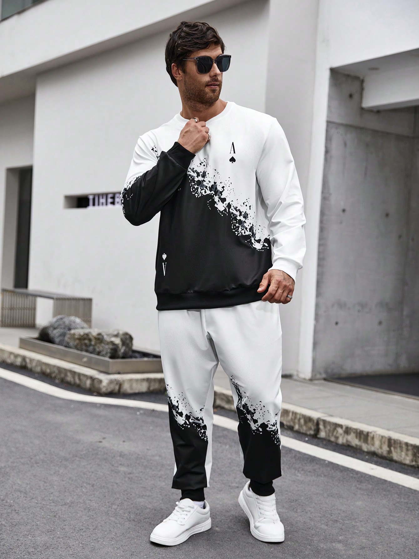 Manfinity LEGND Men Plus Color Block Letter Printed Sweatshirt And ...