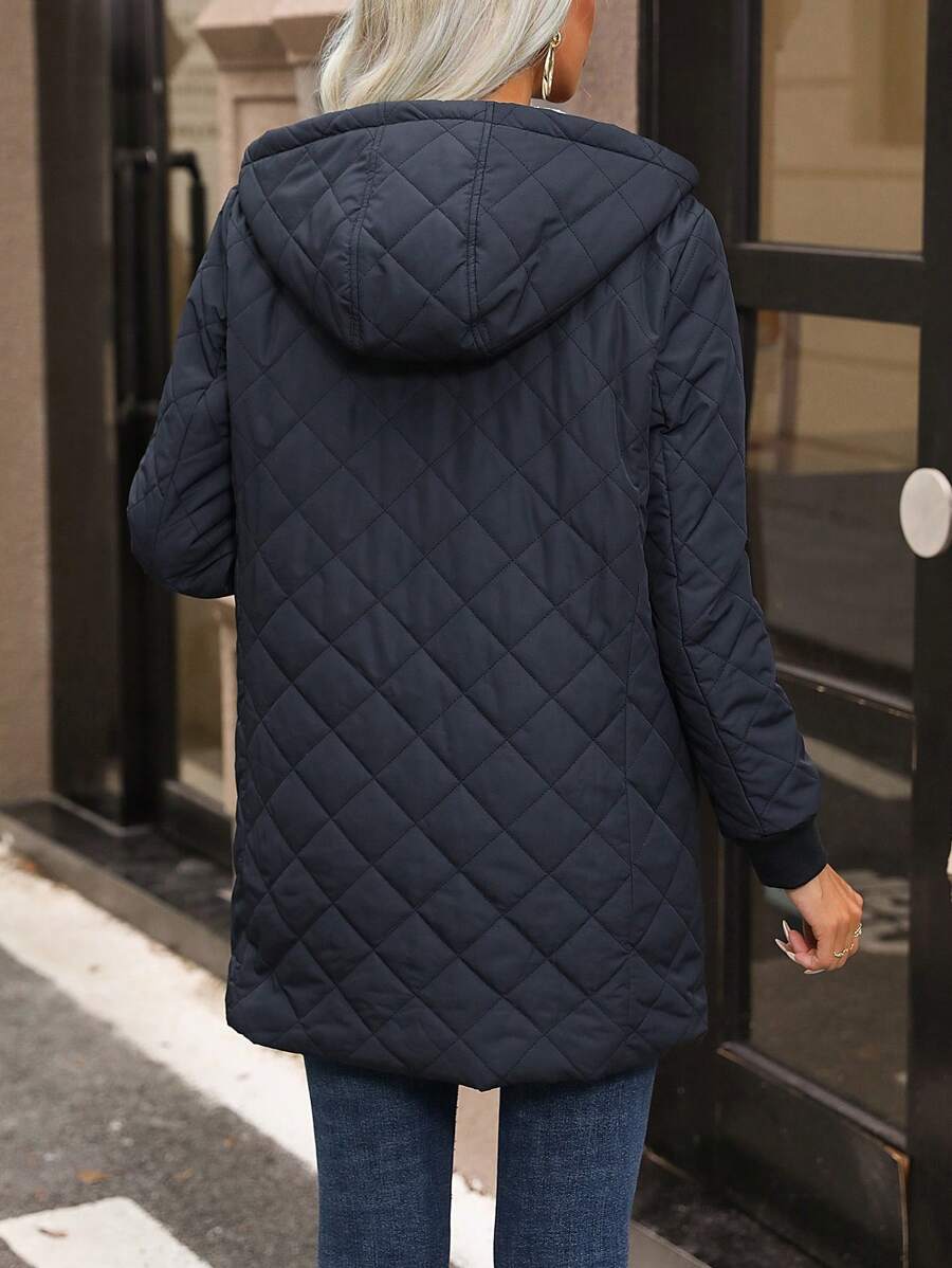 SHEIN LUNE Casaco acolchoado com capuz e zíper Teddy forrado acolchoado Roupas de inverno | SHEIN PT